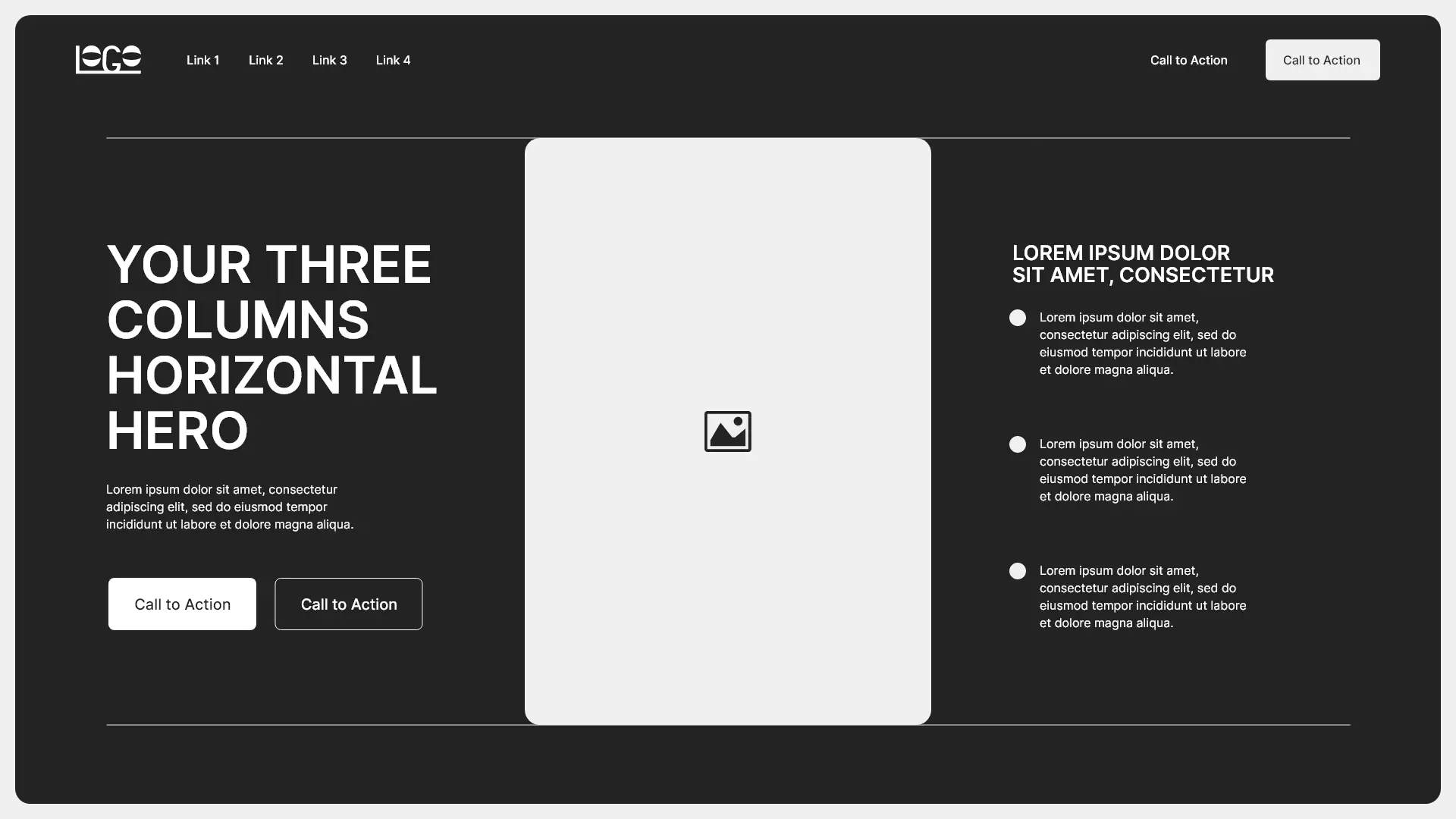 Horizontally Aligned Three Columns, Heading, Image and Details